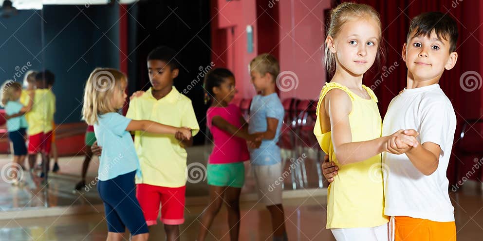 Group of Glad Children Dancing Salsa Dance Stock Photo - Image of class ...