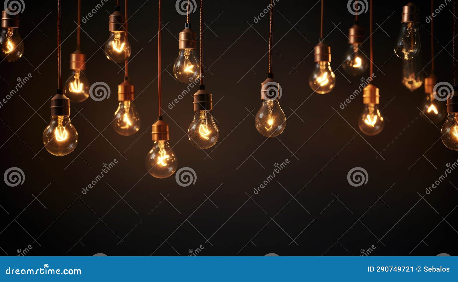 A Group of Glowing Light Bulbs Hanging Against a Dark, Blurred ...