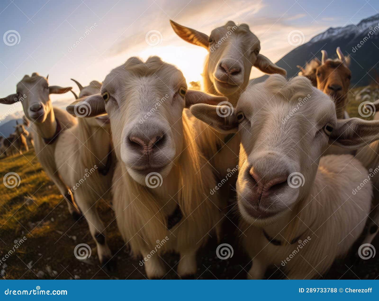 A group of goats stock photo. Image of summer, funny - 289733788
