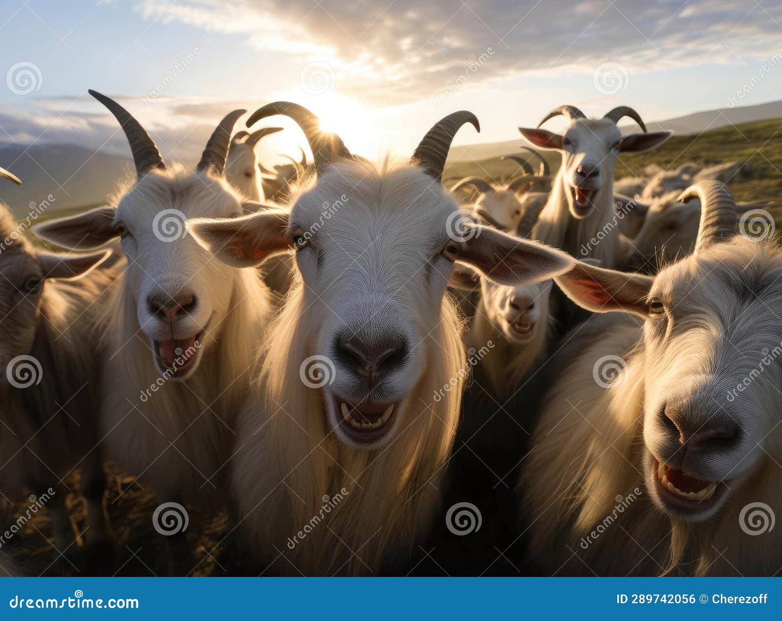 A group of goats stock illustration. Illustration of country - 289742056