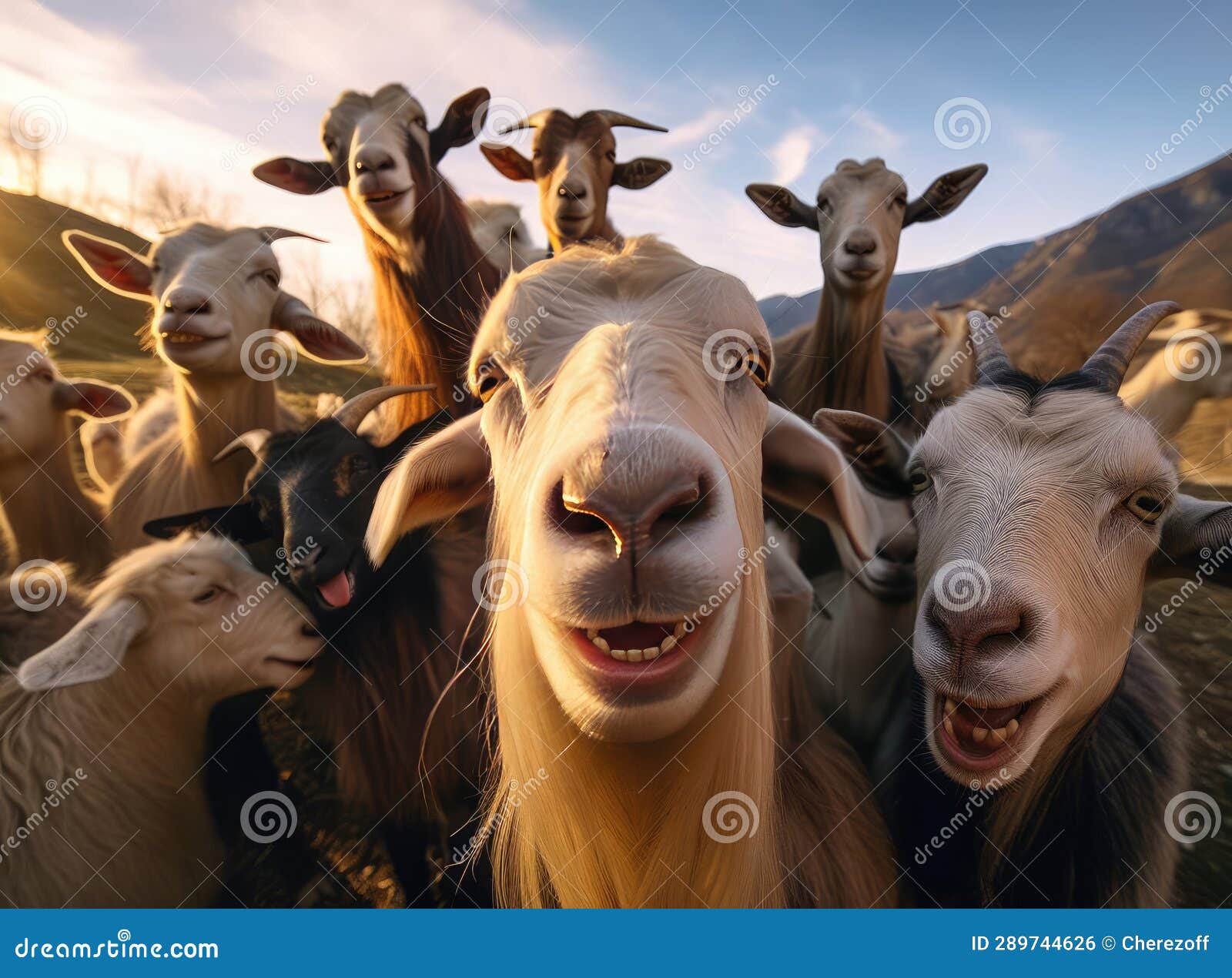 A group of goats stock photo. Image of mammal, fauna - 289744626