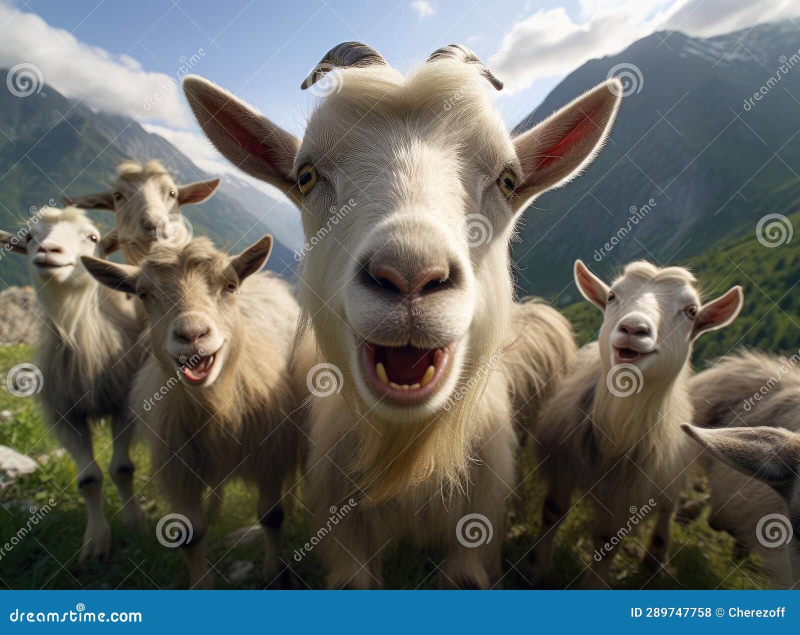 A group of goats stock photo. Image of mammal, cute - 289747758