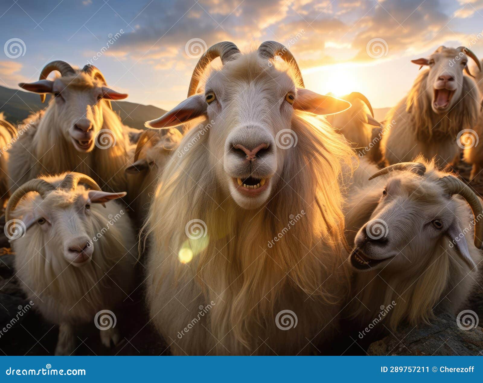 A group of goats stock image. Image of outdoors, food - 289757211