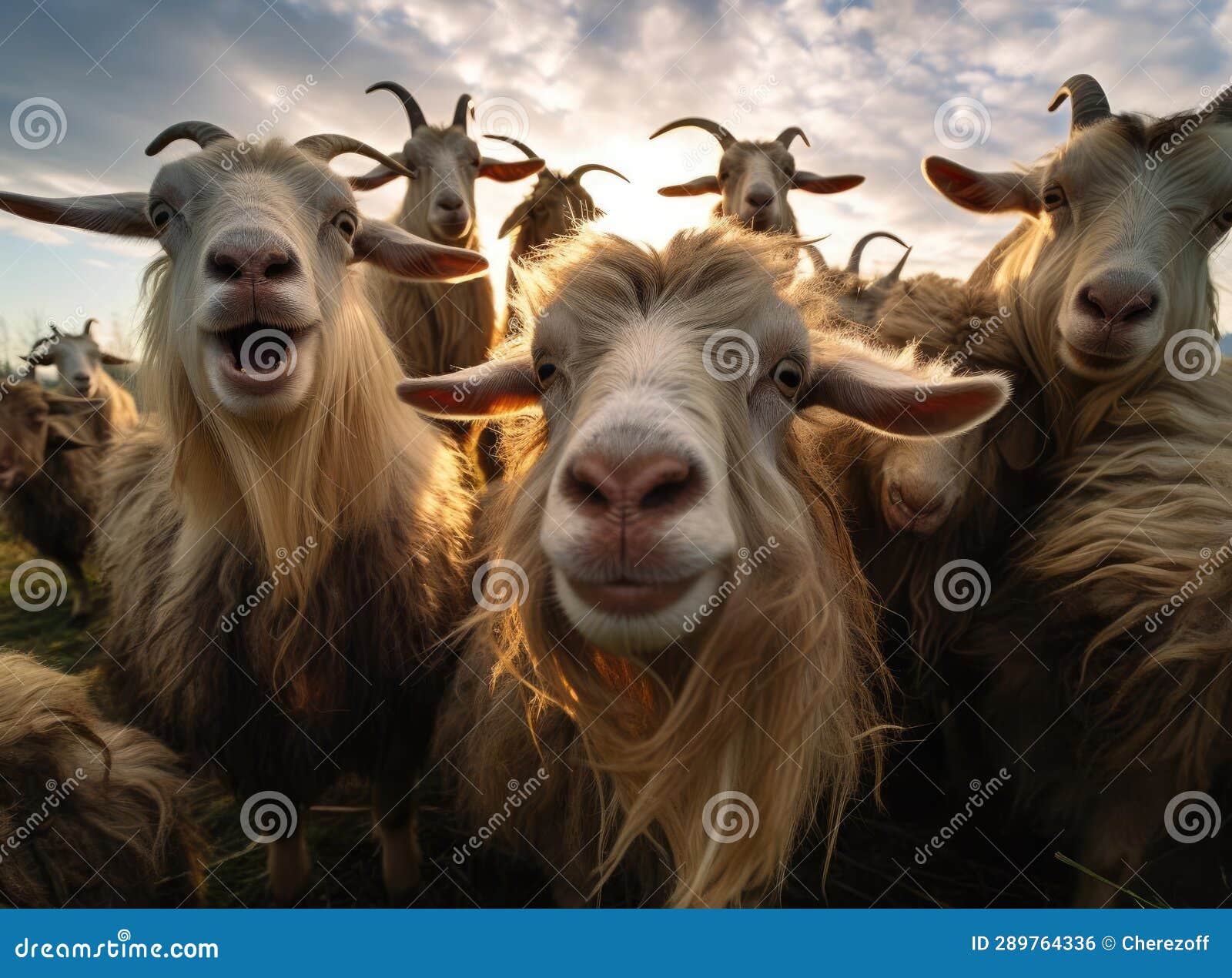 A group of goats stock photo. Image of isolated, food - 289764336