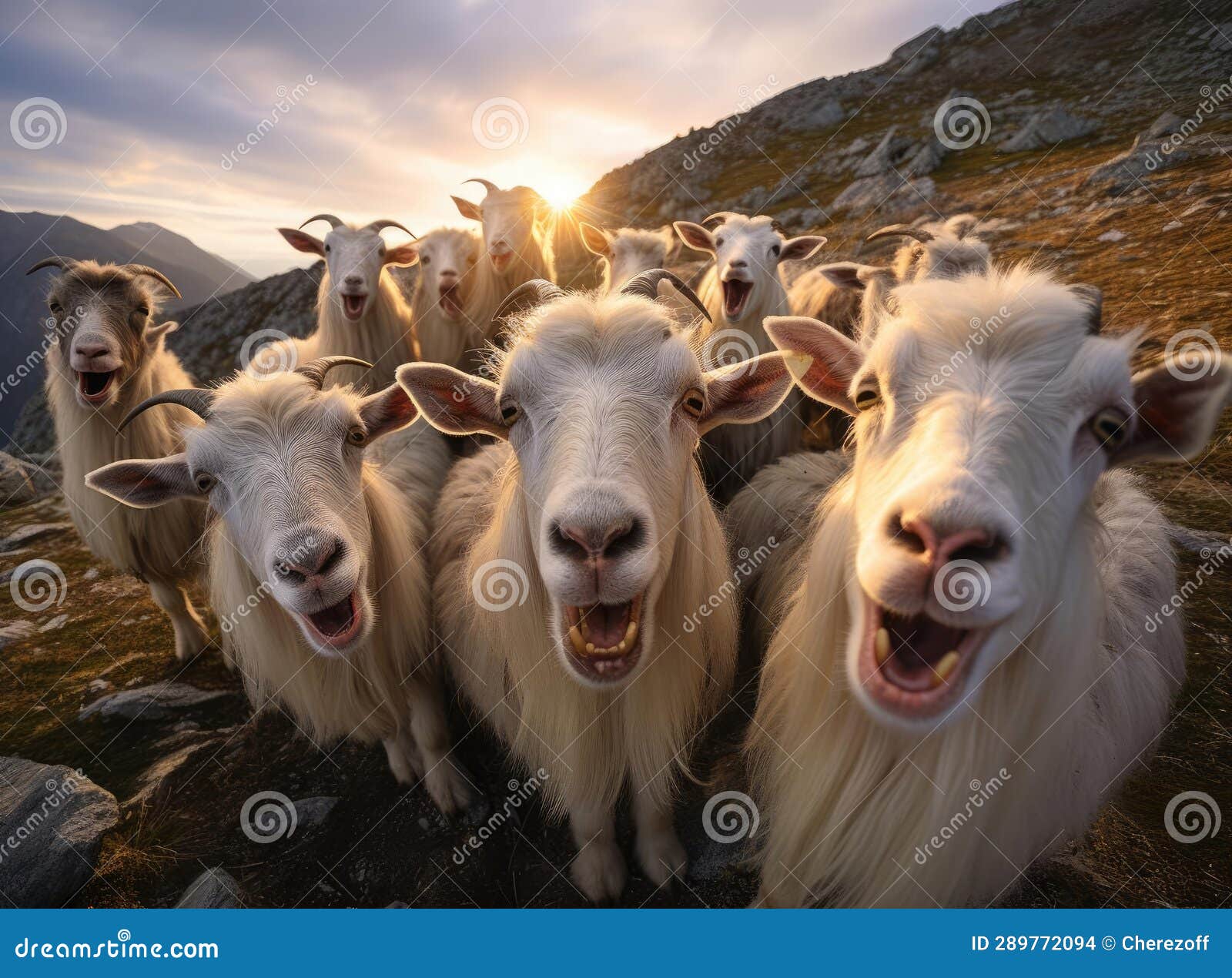 A group of goats stock photo. Image of herd, farm, outdoors - 289772094