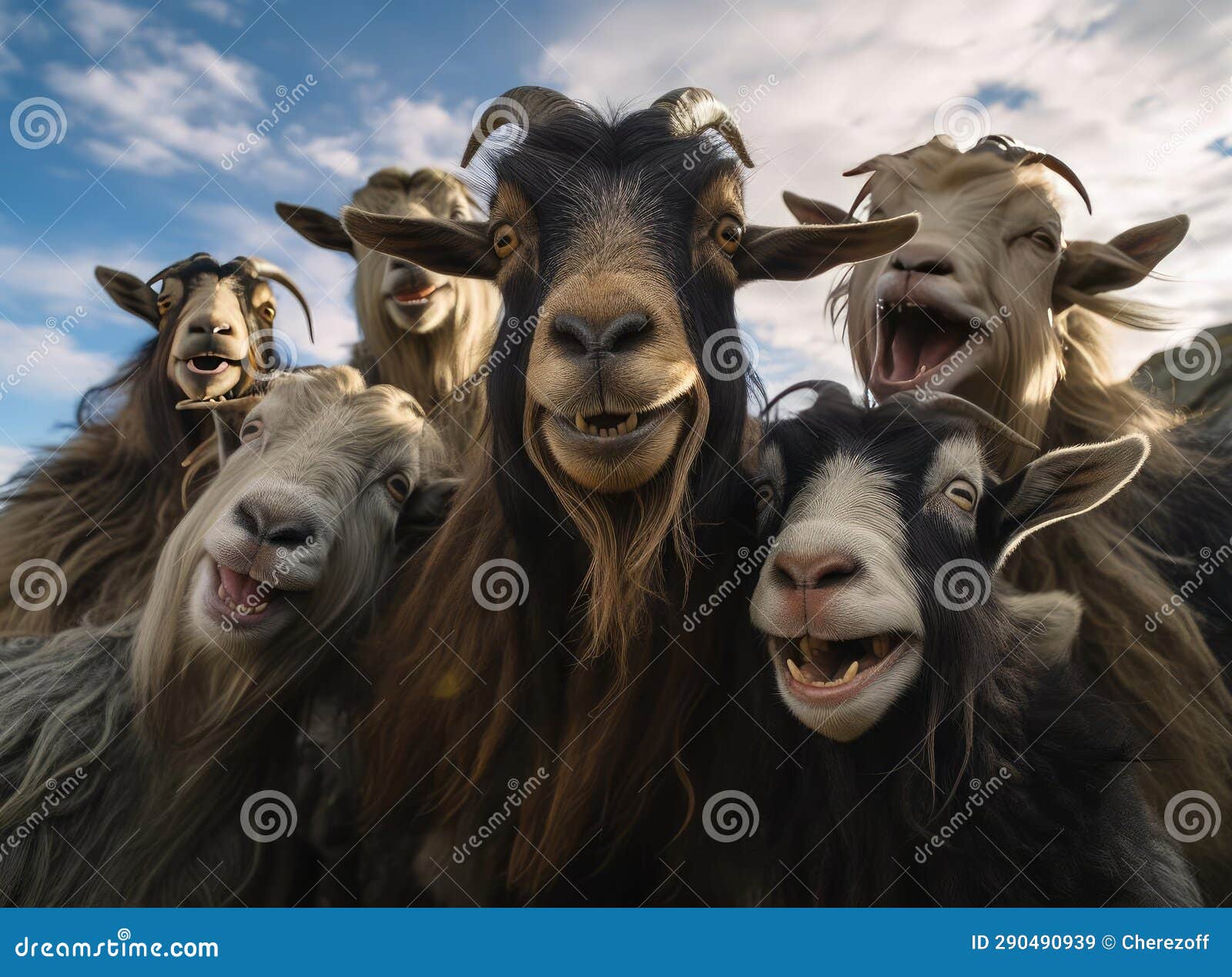 A group of goats stock image. Image of village, landscape - 290490939