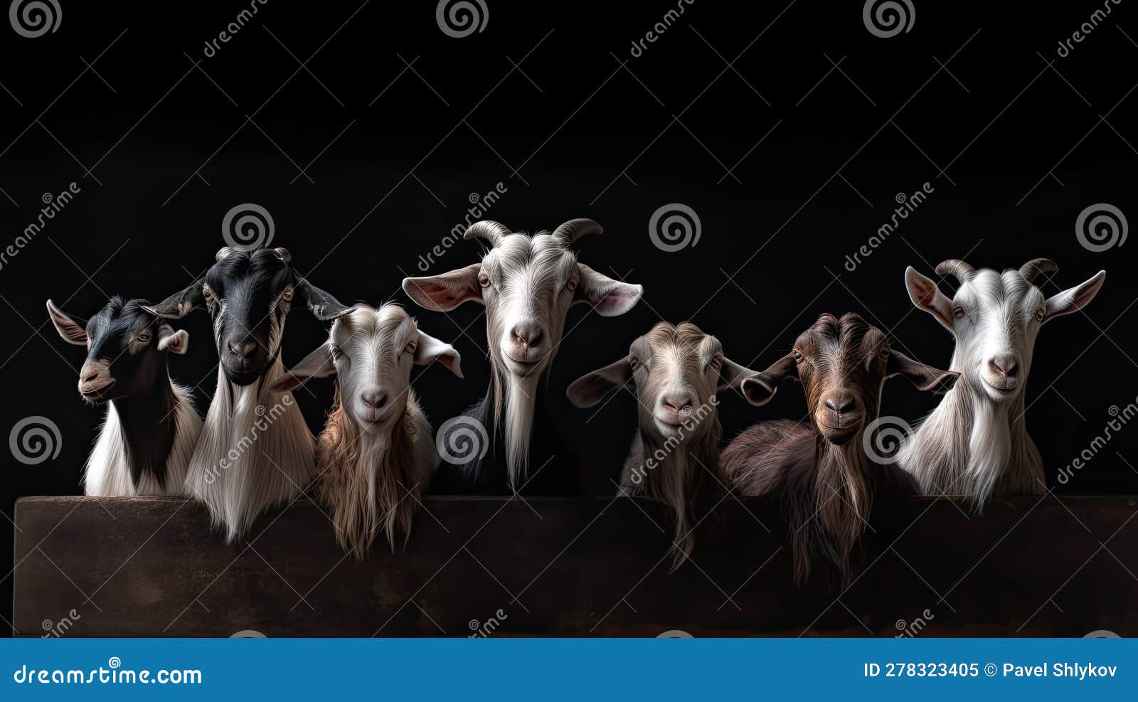 Group of Goats in Stable at Milk Farm. Stock Illustration ...
