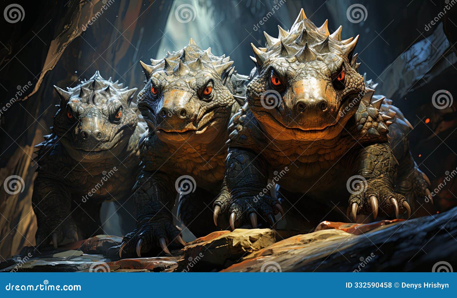 Group of Godzillas Standing Together Stock Photo - Image of large, film ...
