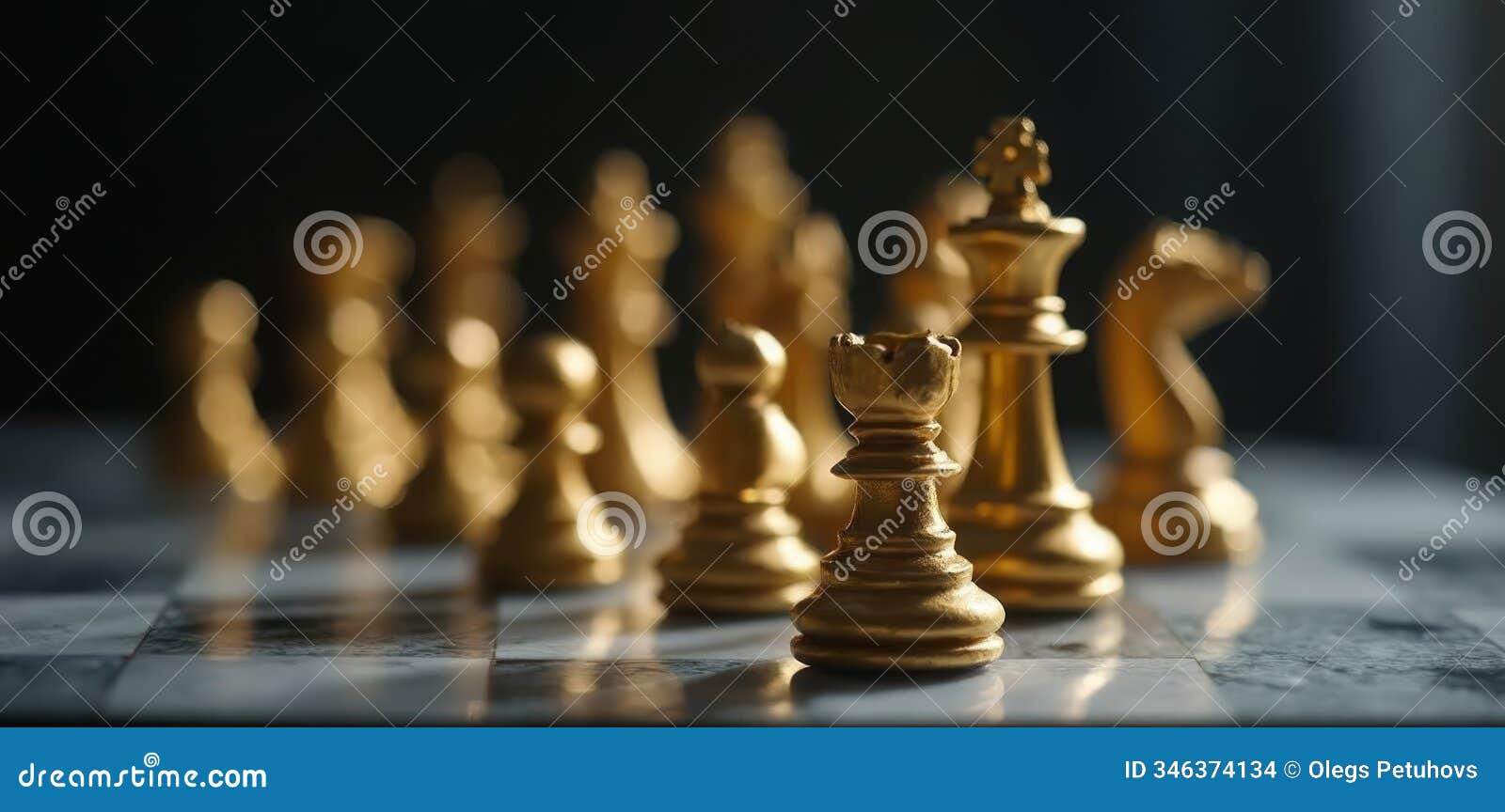 A Group of Gold Chess Pieces on a Chess Board Stock Photo - Image of ...