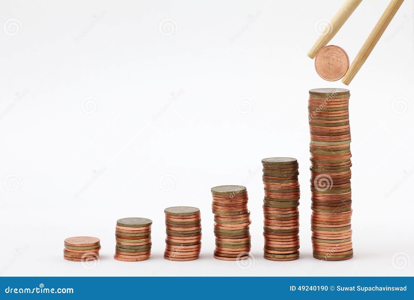 Coin Graph Shows Financial Growth And Growing Trees On Coin Stacks ...