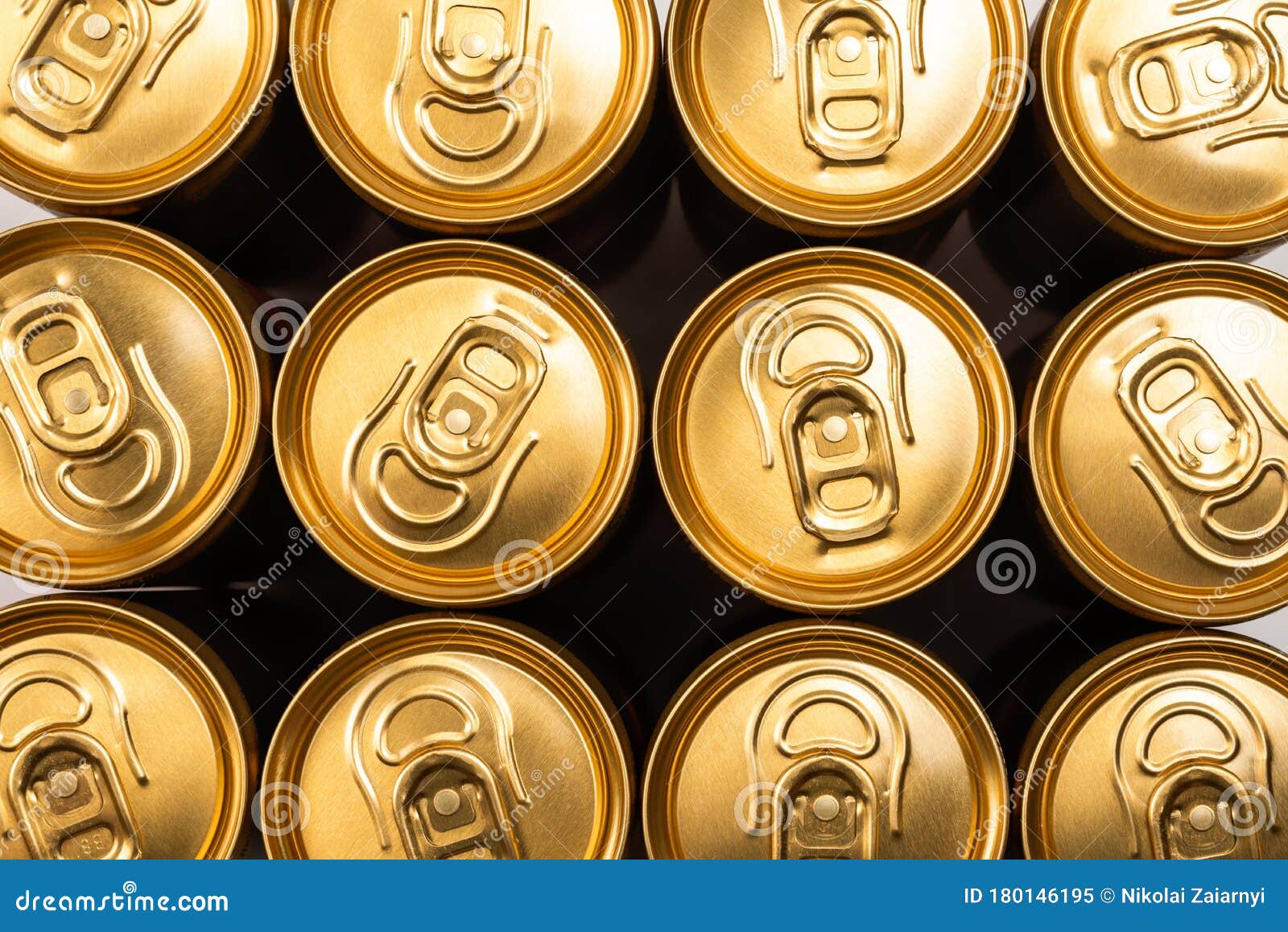 Group of Golden Aluminium Cans in a Row, Cold Drink Stock Image - Image ...