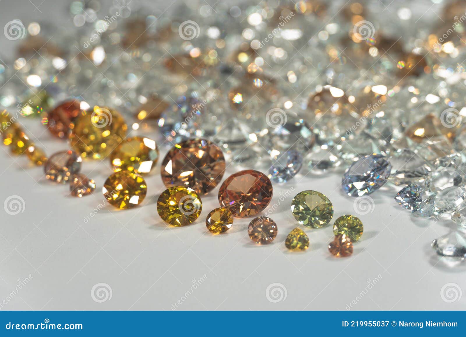 .a Group of Golden Diamonds Arranged in a Row in Front of White ...