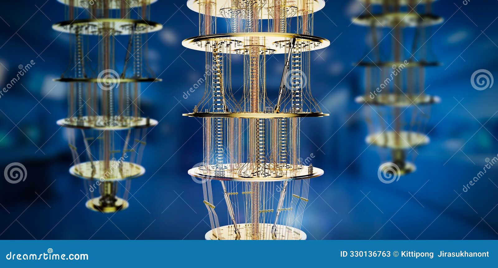 Group of Golden Quantum Computer Machines Stock Illustration ...