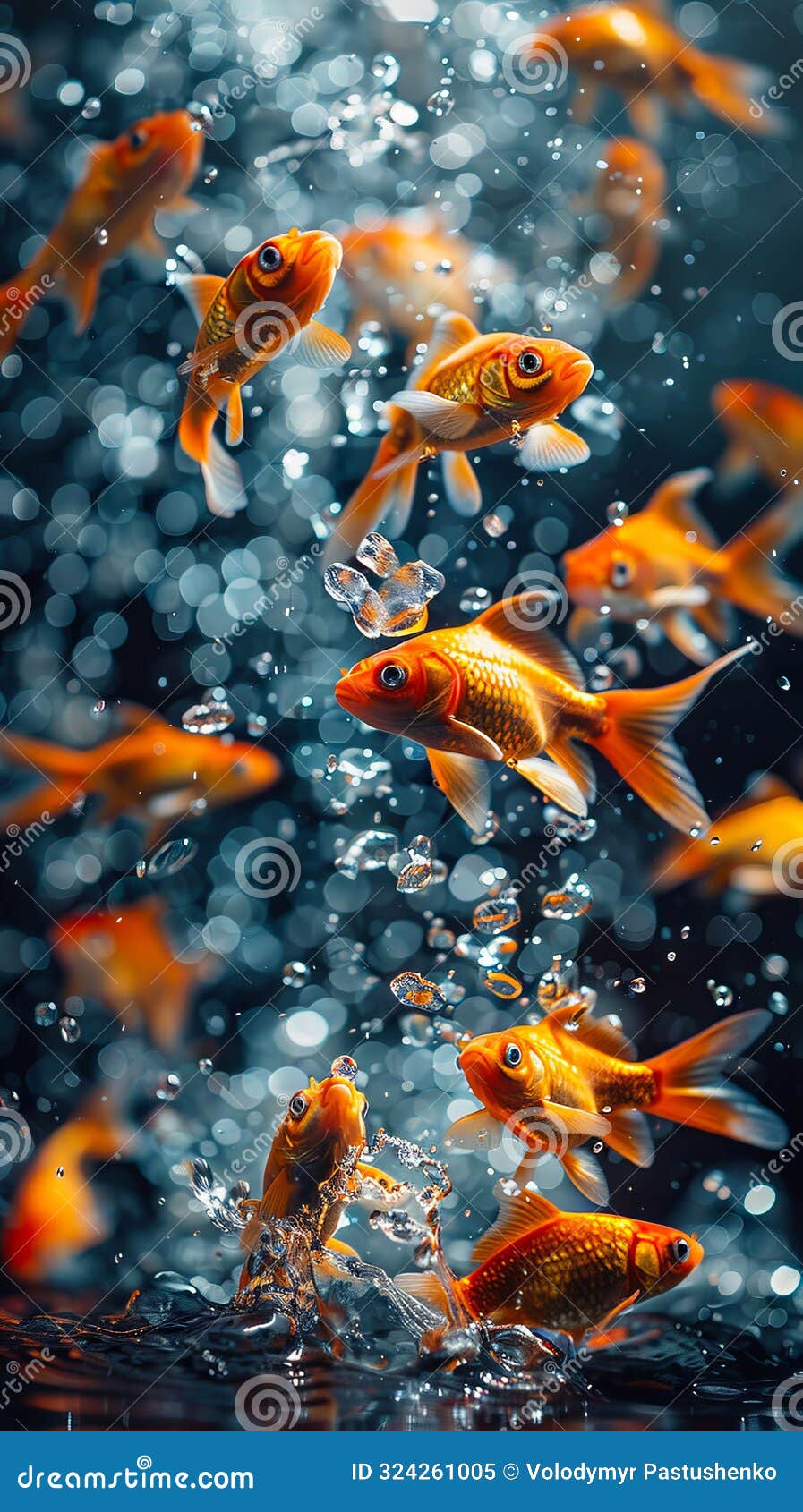 A Group of Goldfish Swimming in the Water Stock Image - Image of orange ...