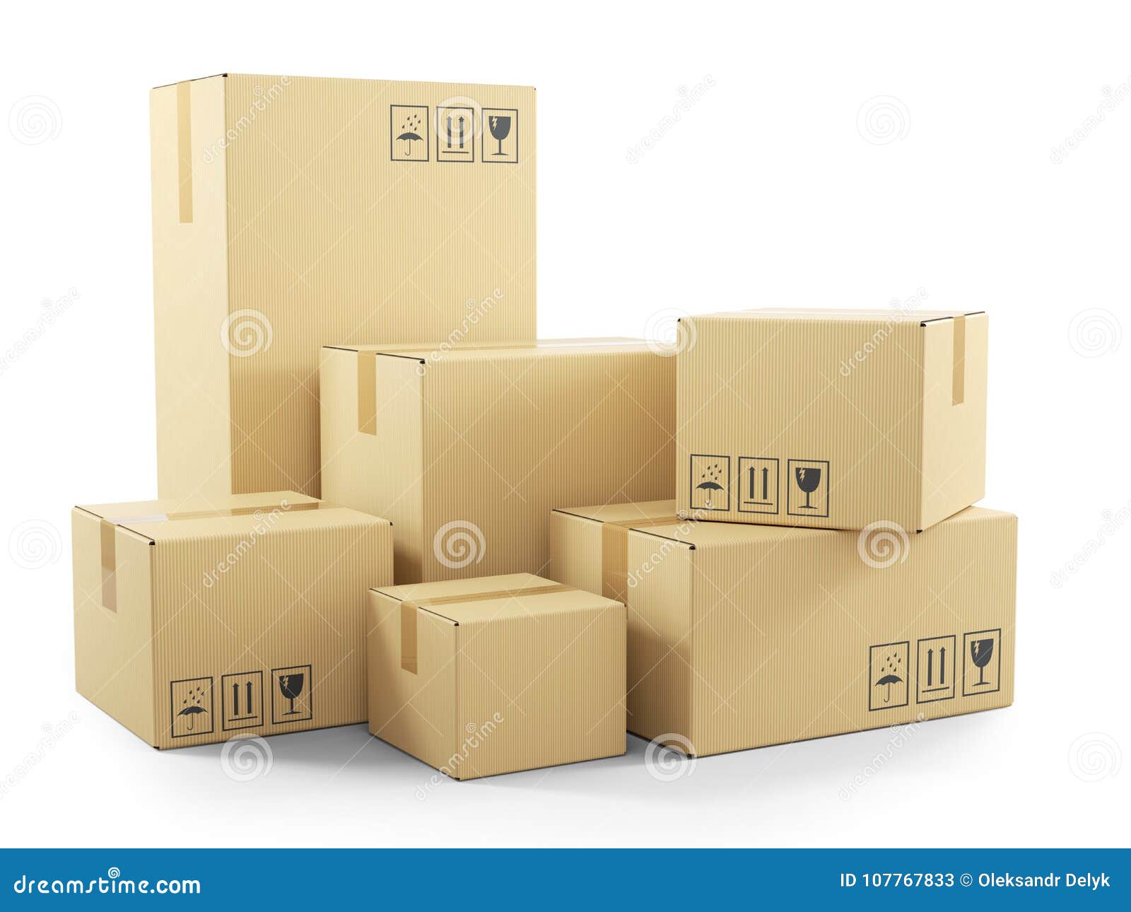 Group of Goods in Cardboard Boxes. 3d Stock Illustration - Illustration ...