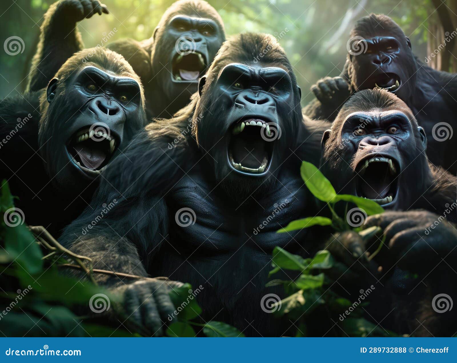 A group of gorillas stock photo. Image of gorilla, endangered - 289732888
