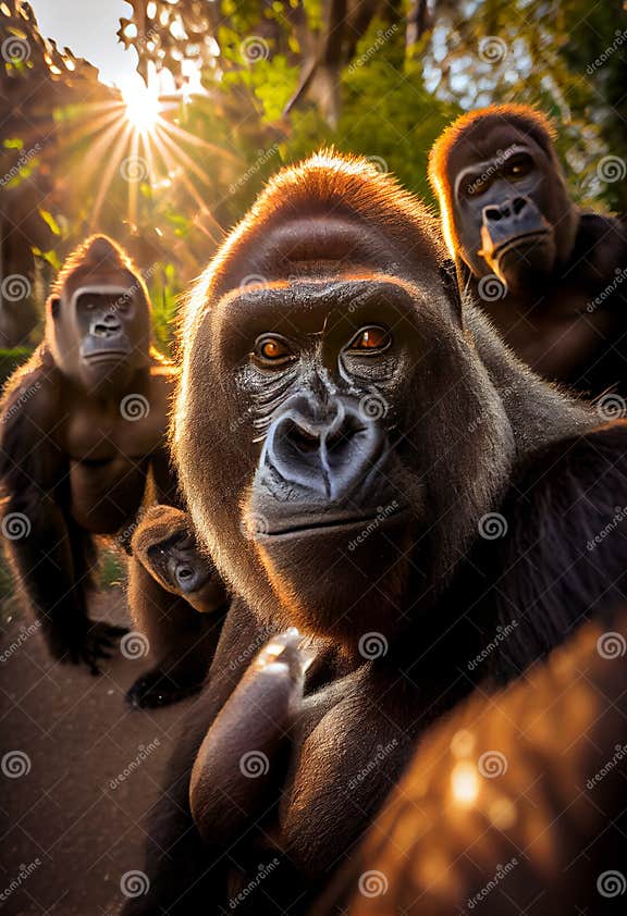 A Group of Gorillas Taking a Selfie. AI Generated Stock Image - Image of ecology, flora: 273941961