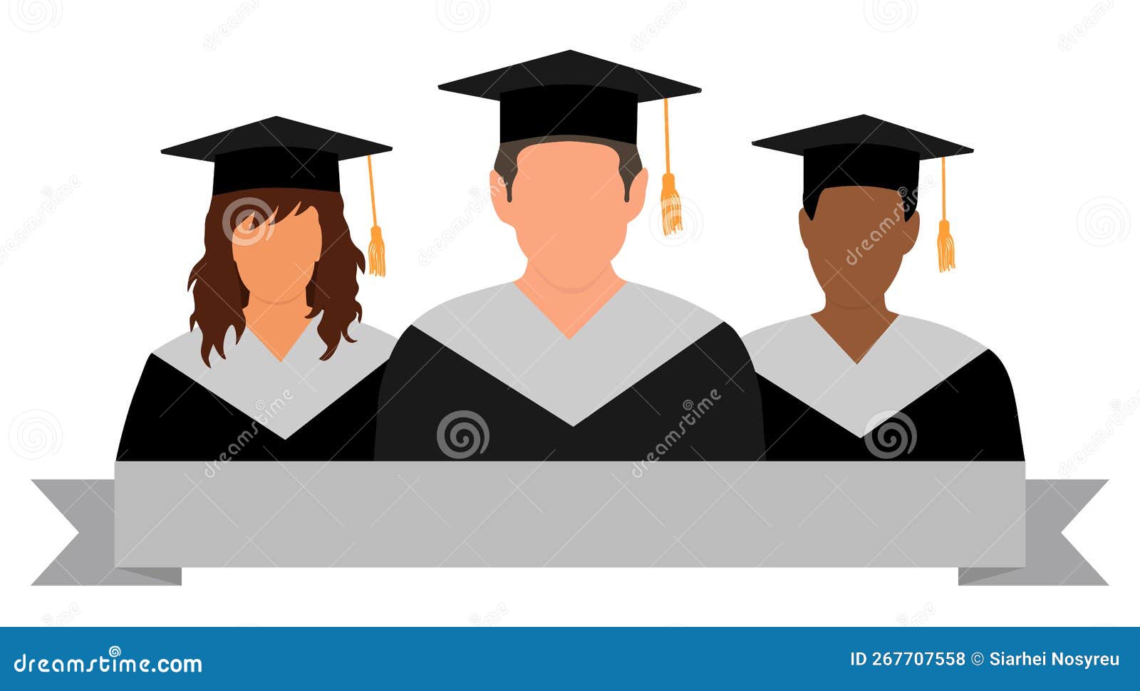 Group of Graduate Students in Gown and Graduation Cap. Graduation ...