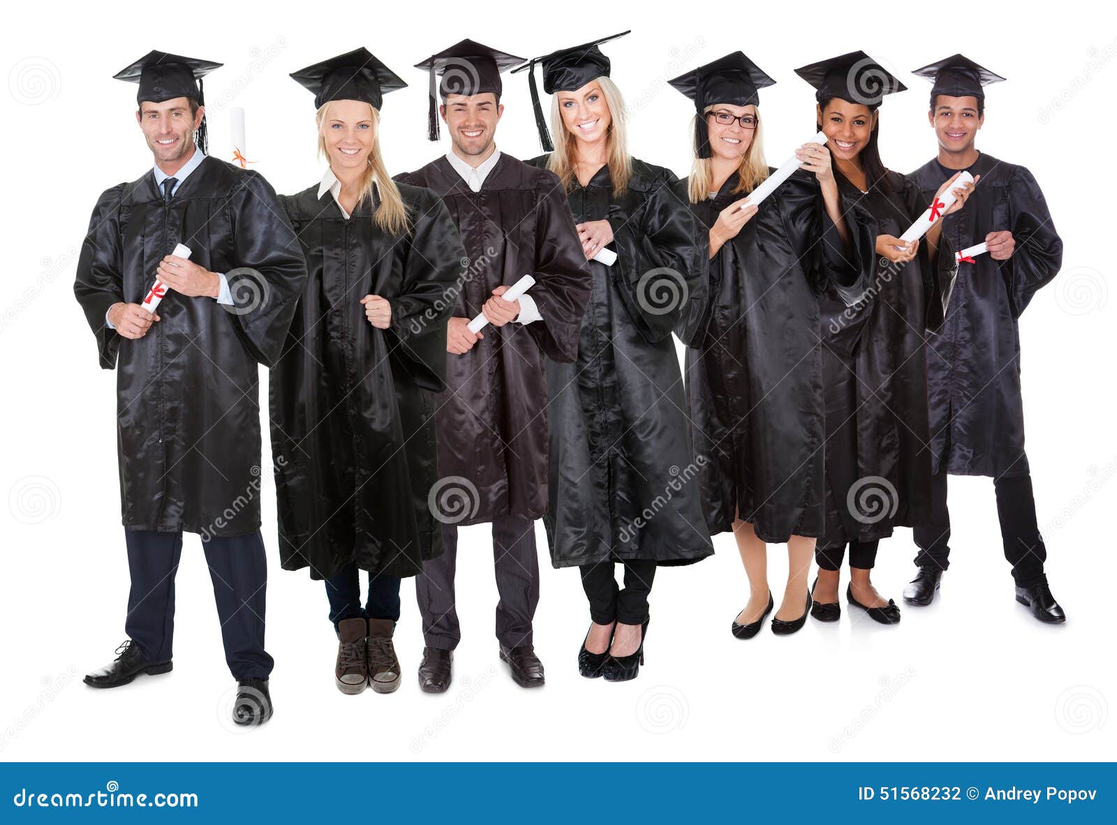 Group Of Graduate Students Standing Together With Diplomas Stock ...