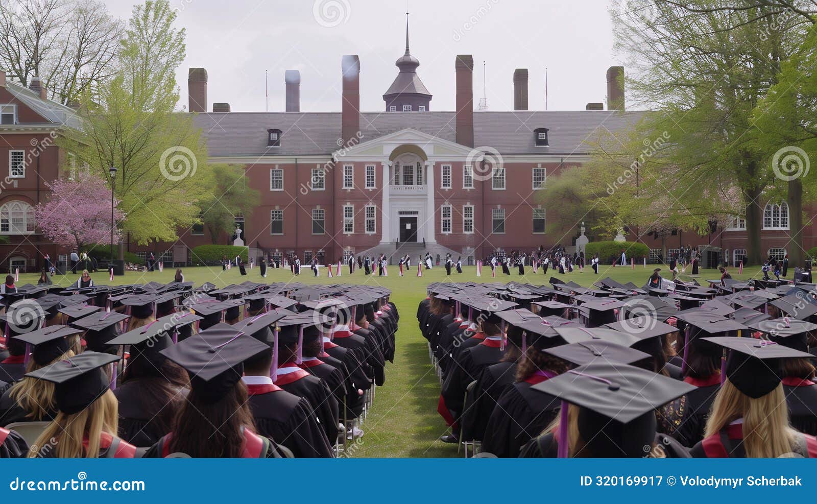 Group of Graduates during Commencement Stand in Row. Concept Education ...