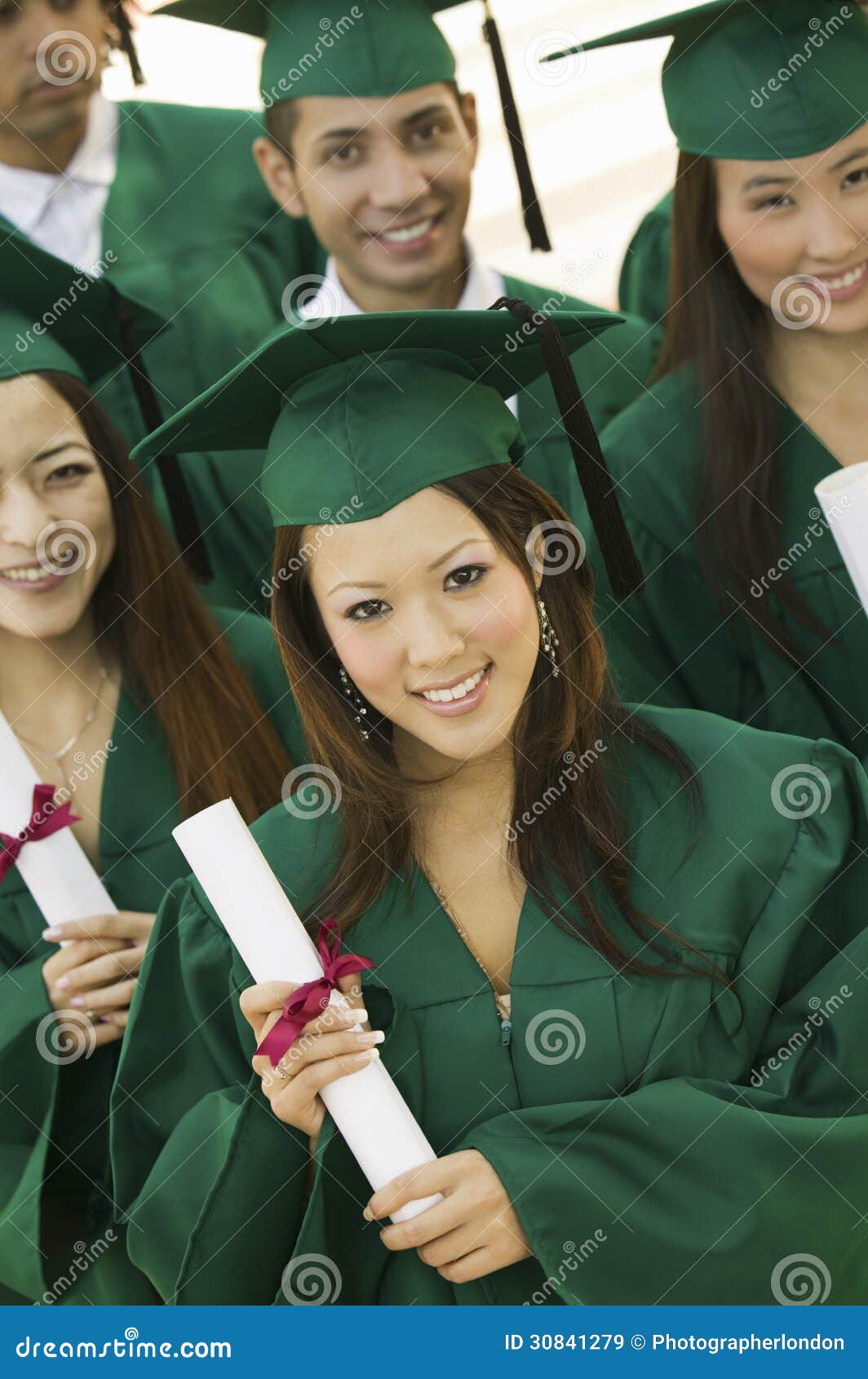 Group of Graduates with Diplomas Elevated View Stock Image - Image of ...
