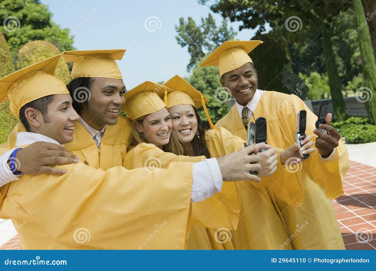 Group of Graduates Taking Self Portrait Stock Photo - Image of mixed ...