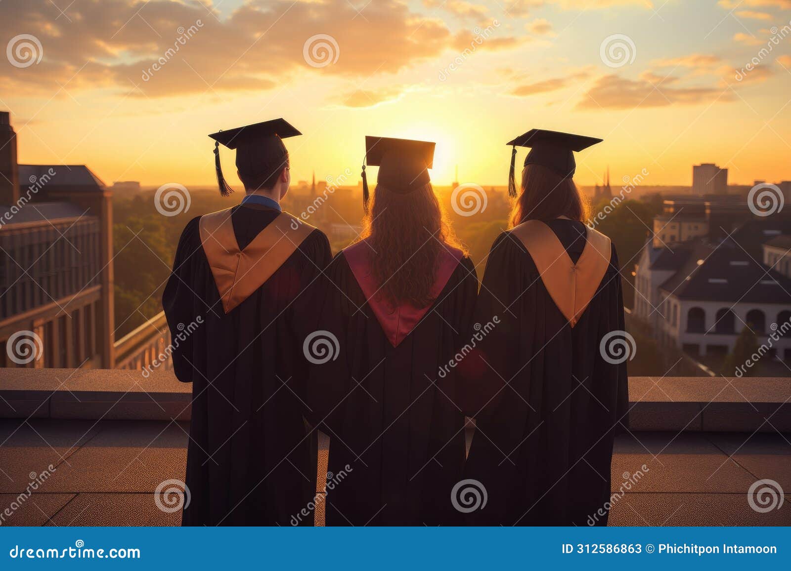 Group of Graduates Walking Down the Street. Generative Ai Stock Image ...