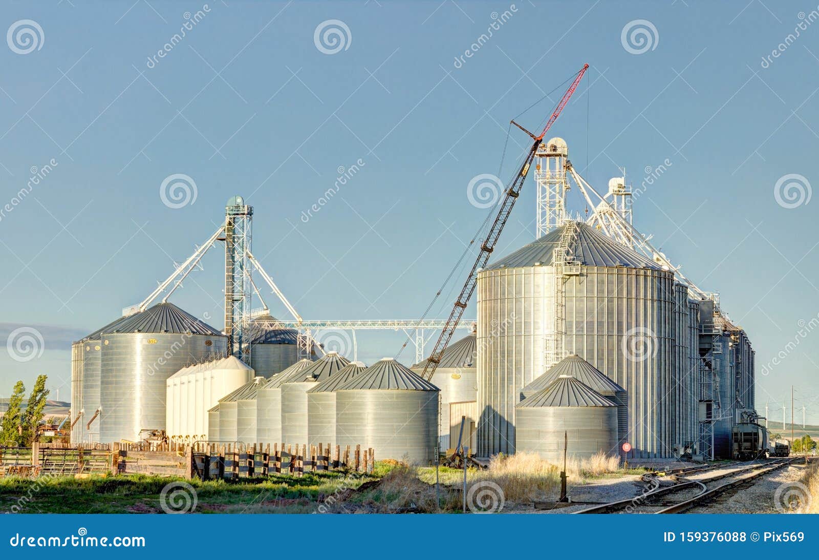 Storing Grain in a Group of Corrugated Steel Granaries. Stock Photo ...