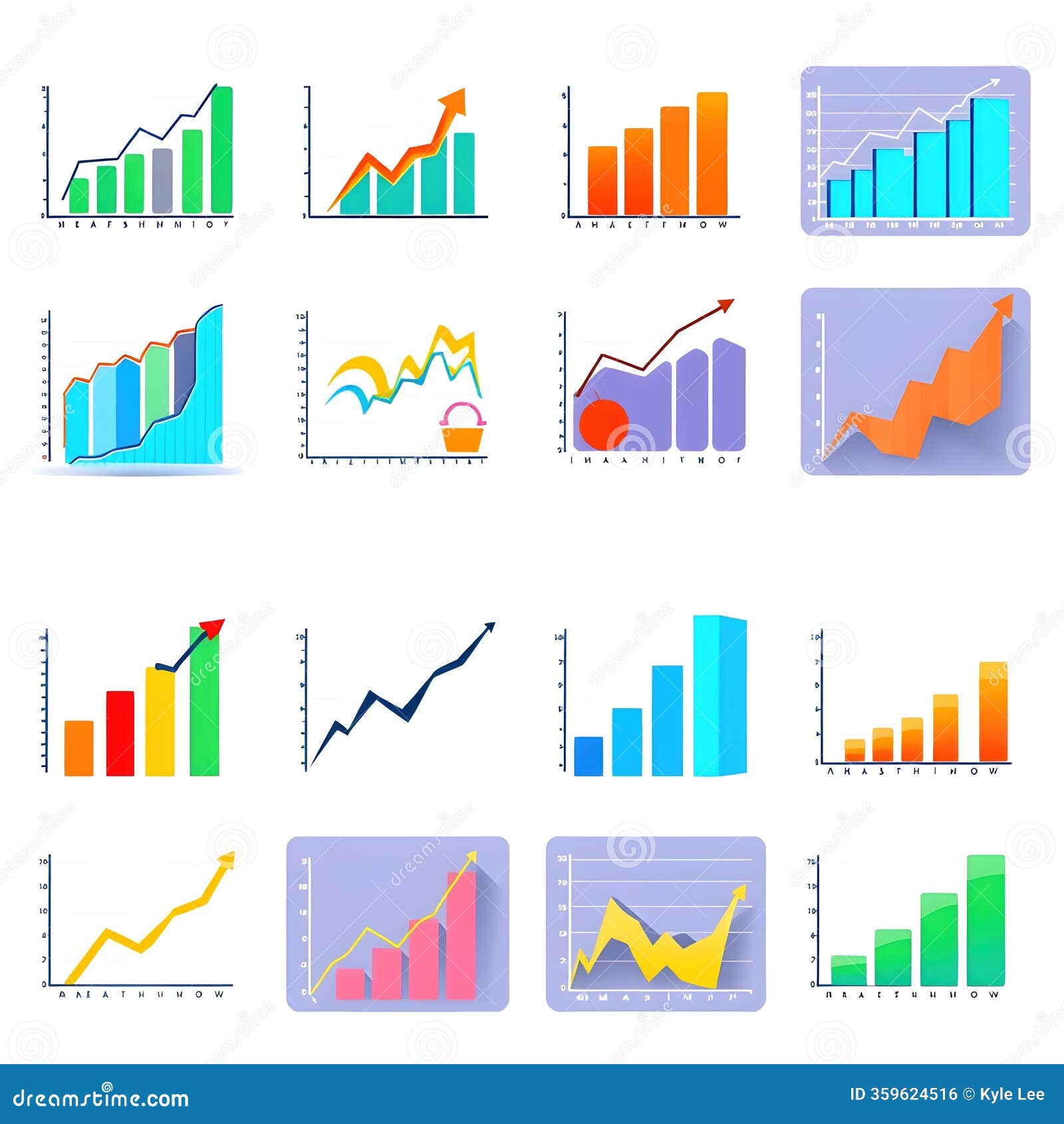 Group of Graphics Representing Business Growth and Strength Stock ...