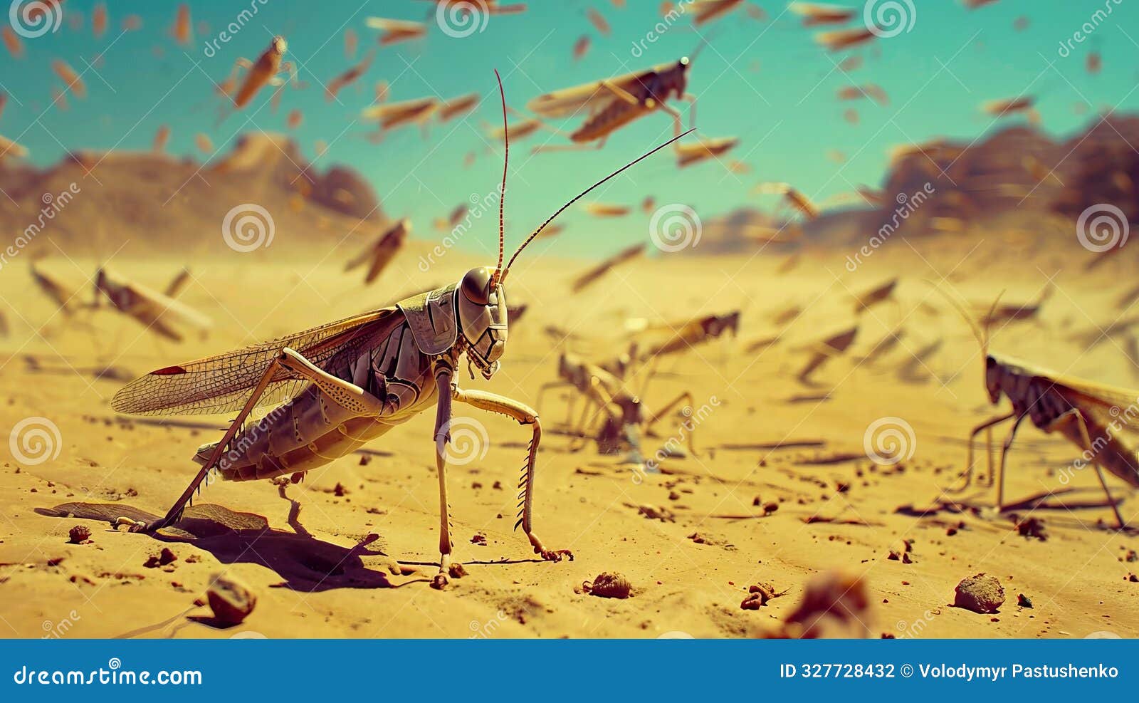 A Group of Grasshoppers in the Desert Stock Photo - Image of outdoor ...
