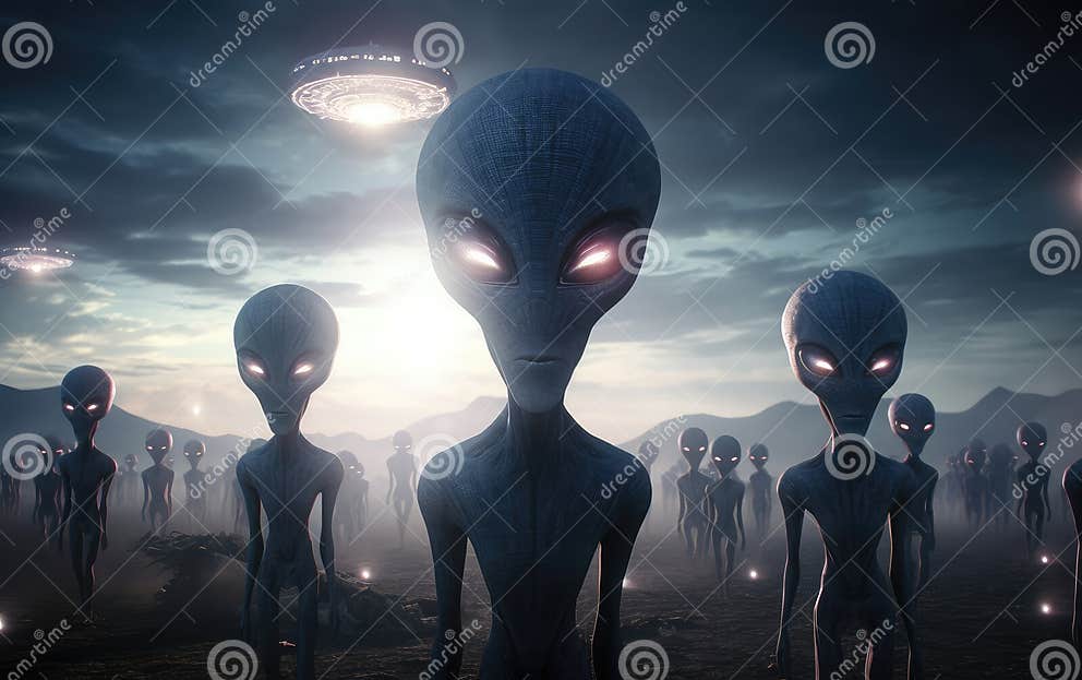 A Group of Gray Aliens. Alien Creatures on Earth. Aliens from Outer ...