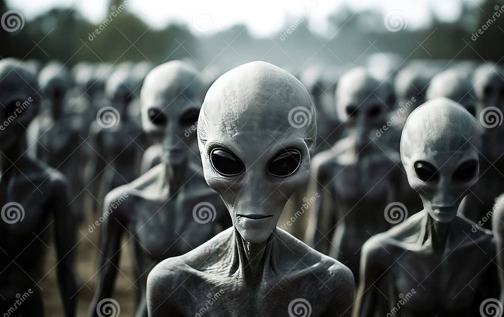 A Group of Gray Aliens. Alien Creatures on Earth. Aliens from Outer ...