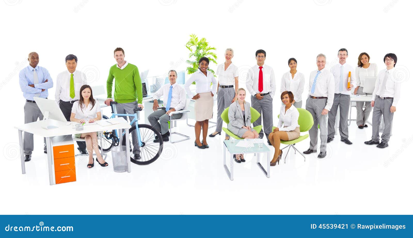 Group of Green Business Office Worker Stock Image - Image of ...