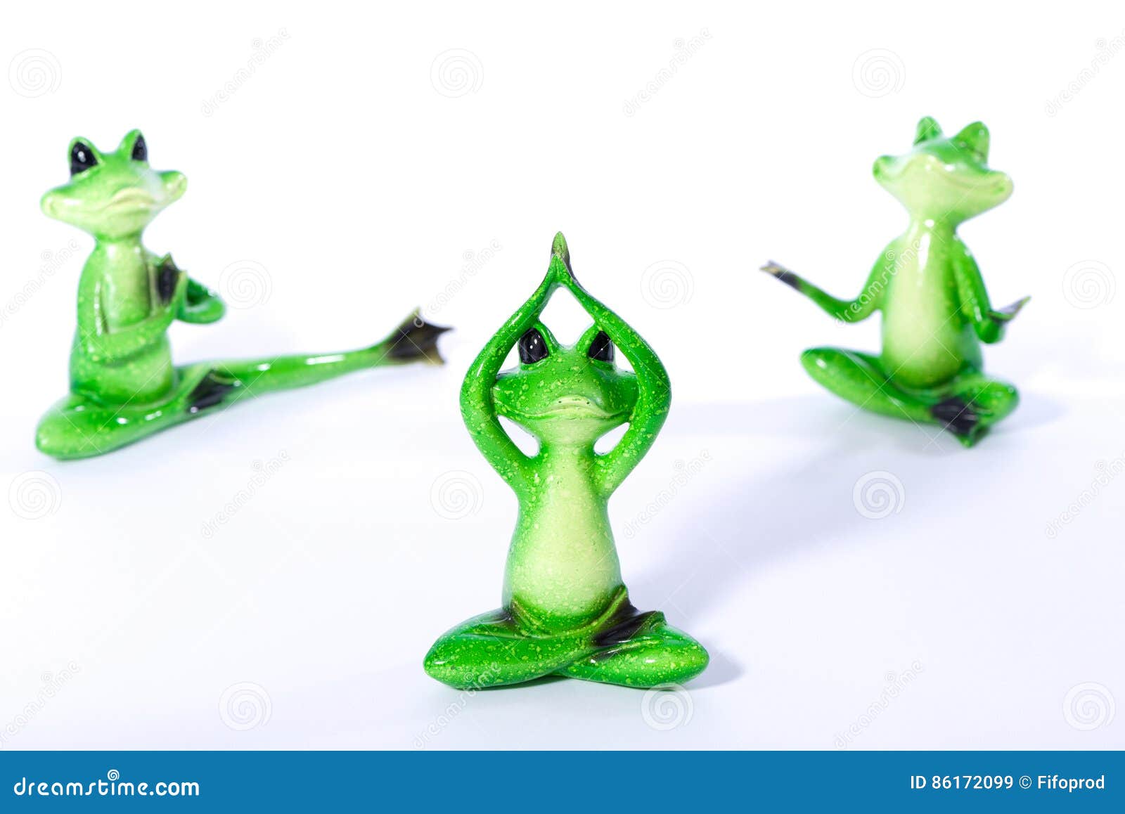 Group of Green Frog Figures Stretching and Doing Yoga Exercises Stock ...