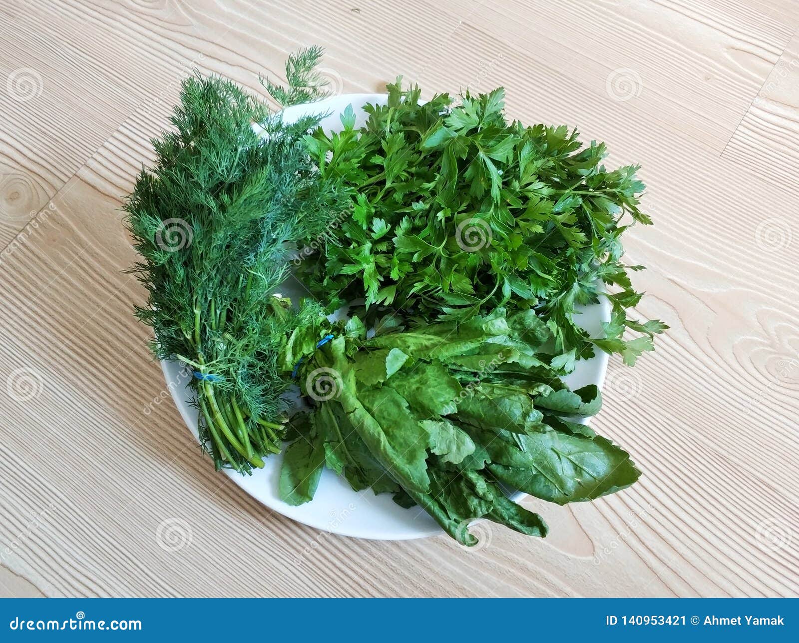 Group of Green Leaf Vegetable Bunch in a Plate Stock Image - Image of ...