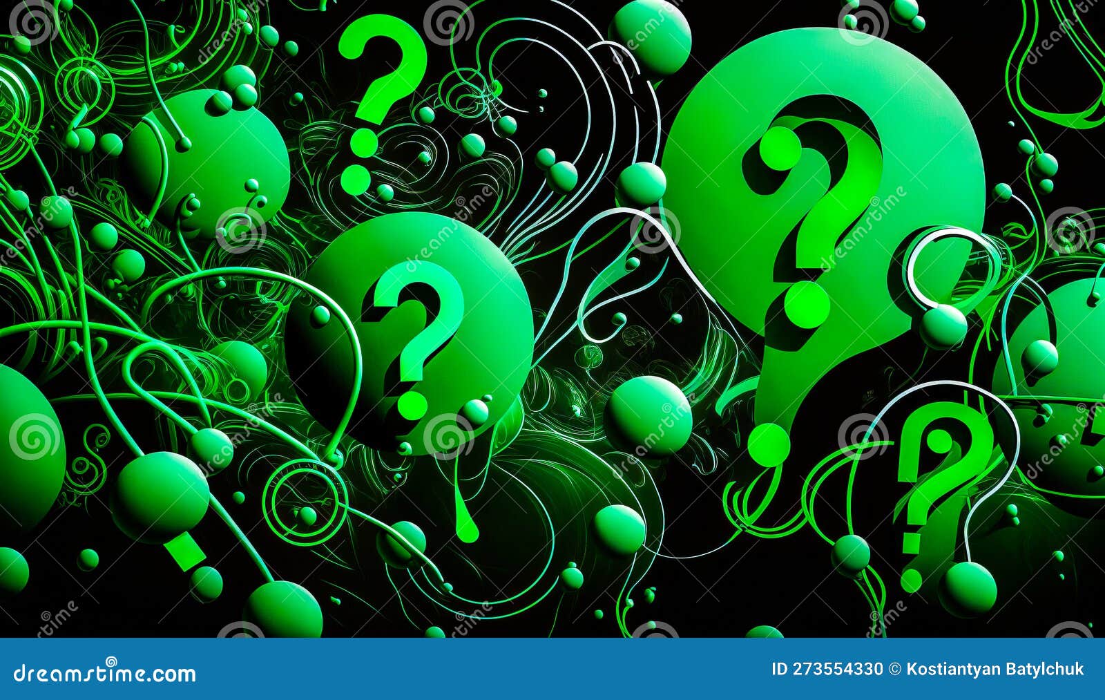 Group of Green Question Marks on Black Background. Generative AI Stock ...