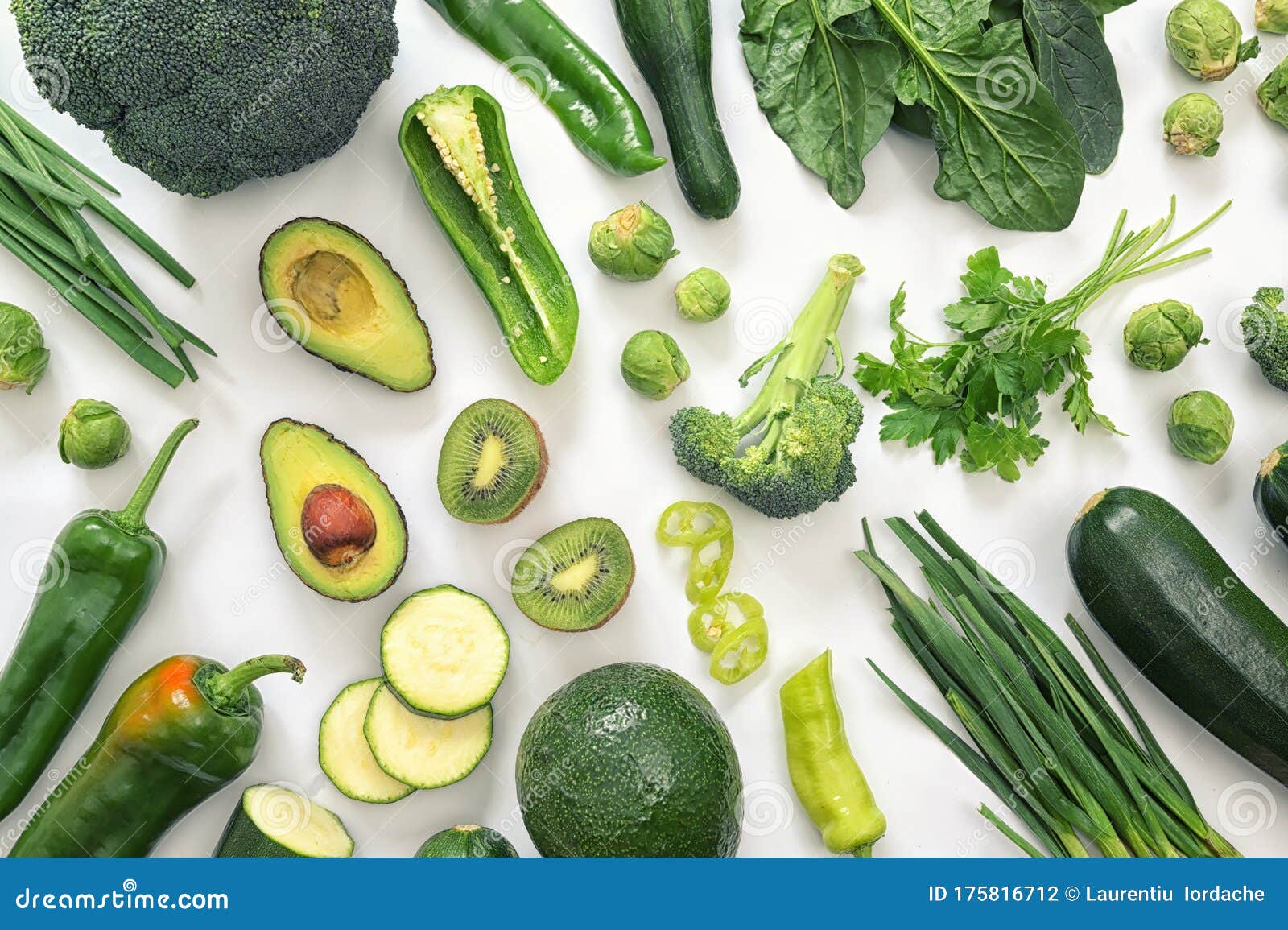 Group of Green Vegetables and Fruits Stock Photo - Image of cabbage ...