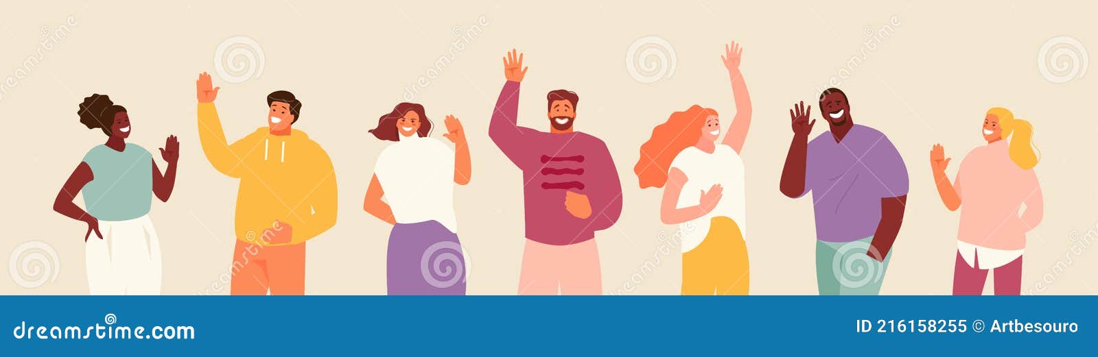 Group of Greeting People Saying Hello Stock Vector - Illustration of ...
