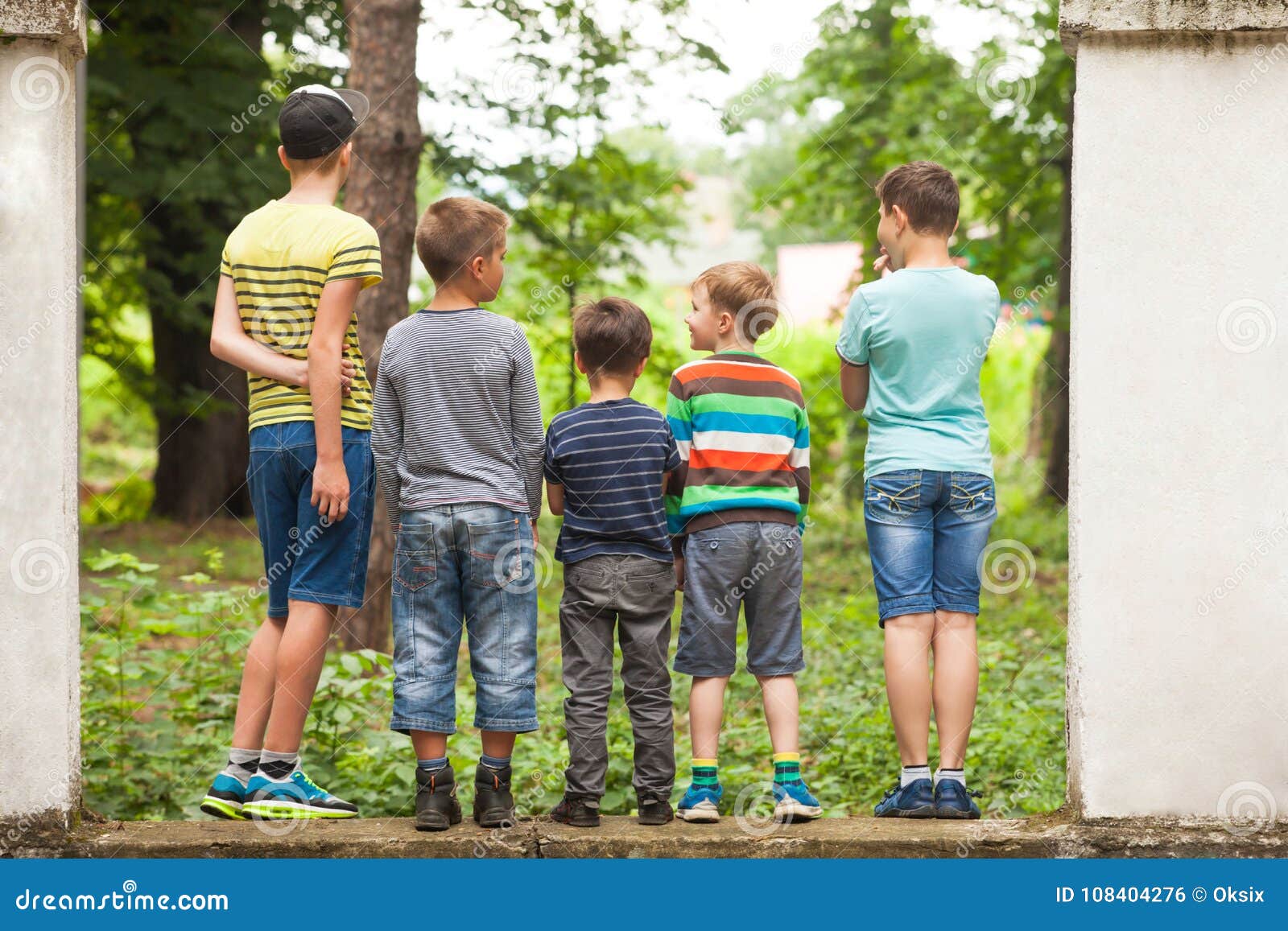 Group of Guys in a Row Back View Stock Photo - Image of line ...