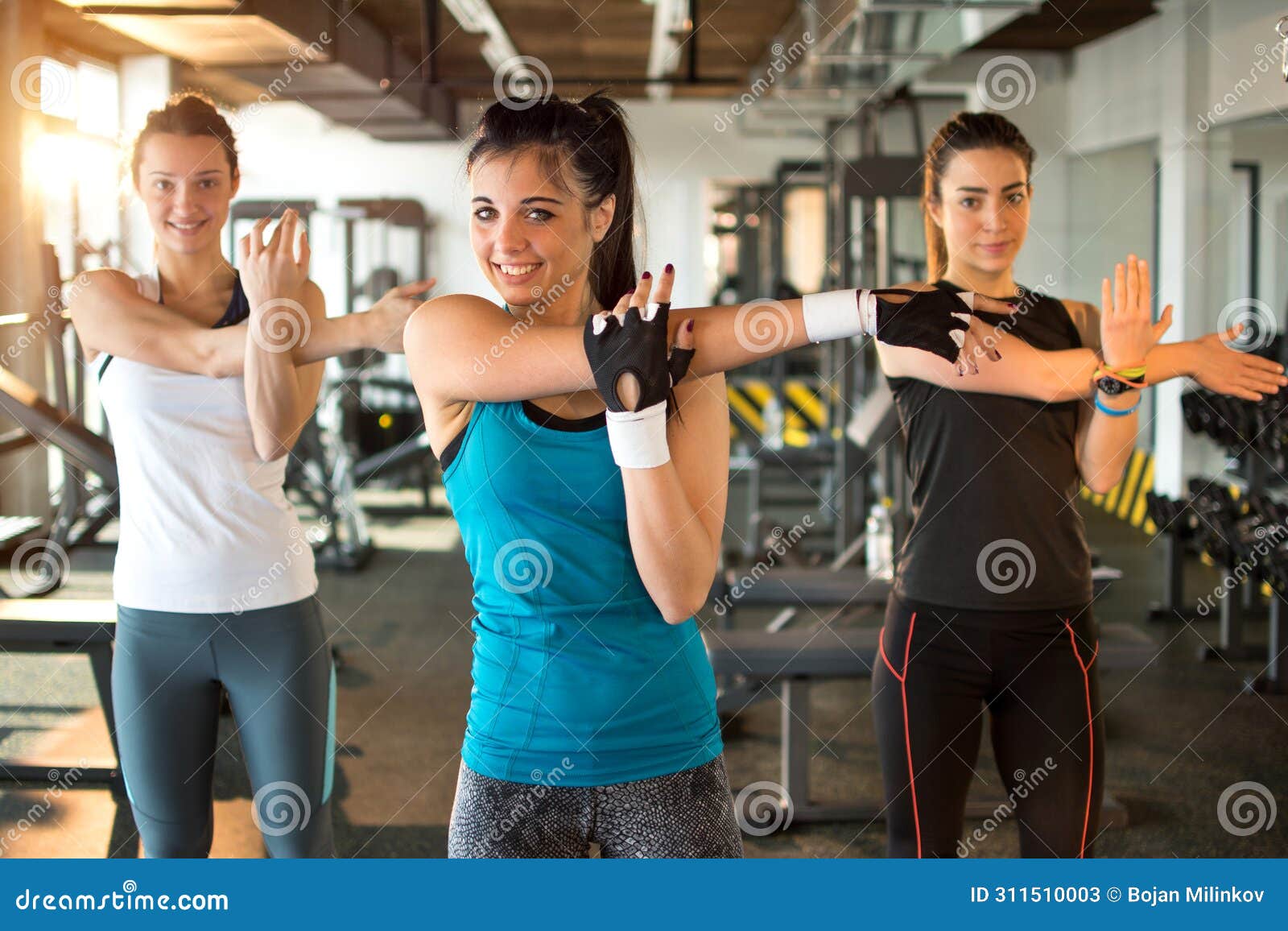 Group of Gym People in a Stretching Class Stock Image - Image of slim, happy: 311510003