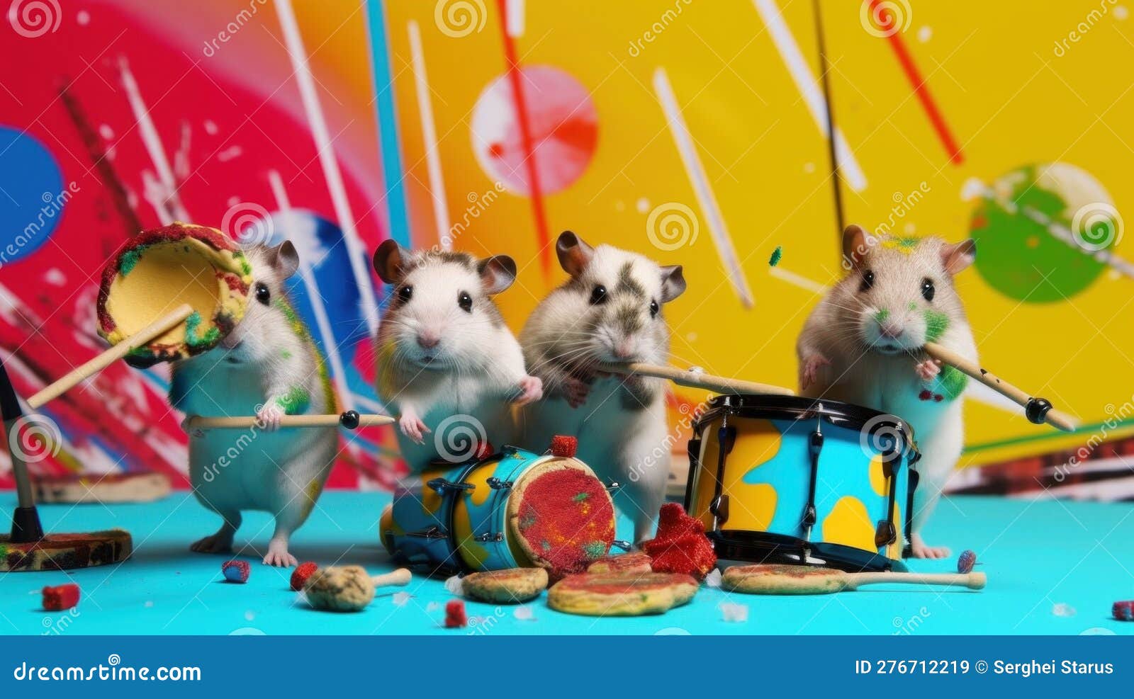 A Group of Hamsters Playing a Musical Instrument. AI Generative Image ...
