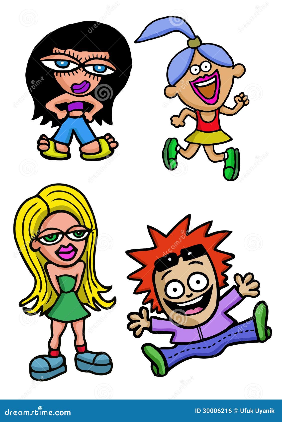 A group of girls stock illustration. Illustration of cartoons - 30006216