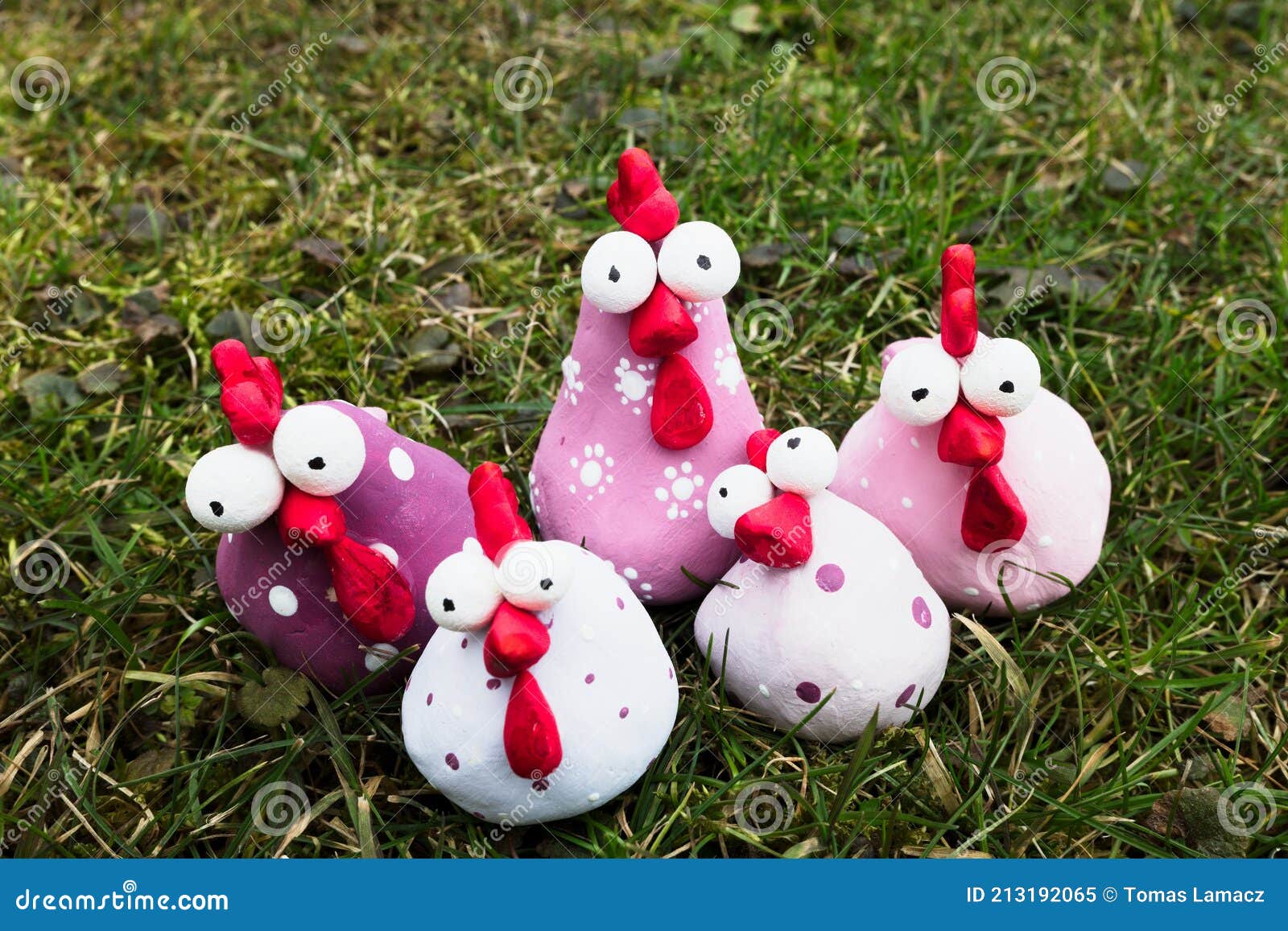 Group of Handmade Spring Easter Chicken Made of Polymer Clay Stock ...