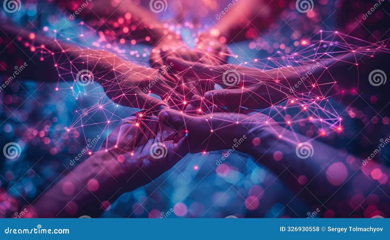 Interconnected Hands with Abstract Network Design Stock Photo - Image ...