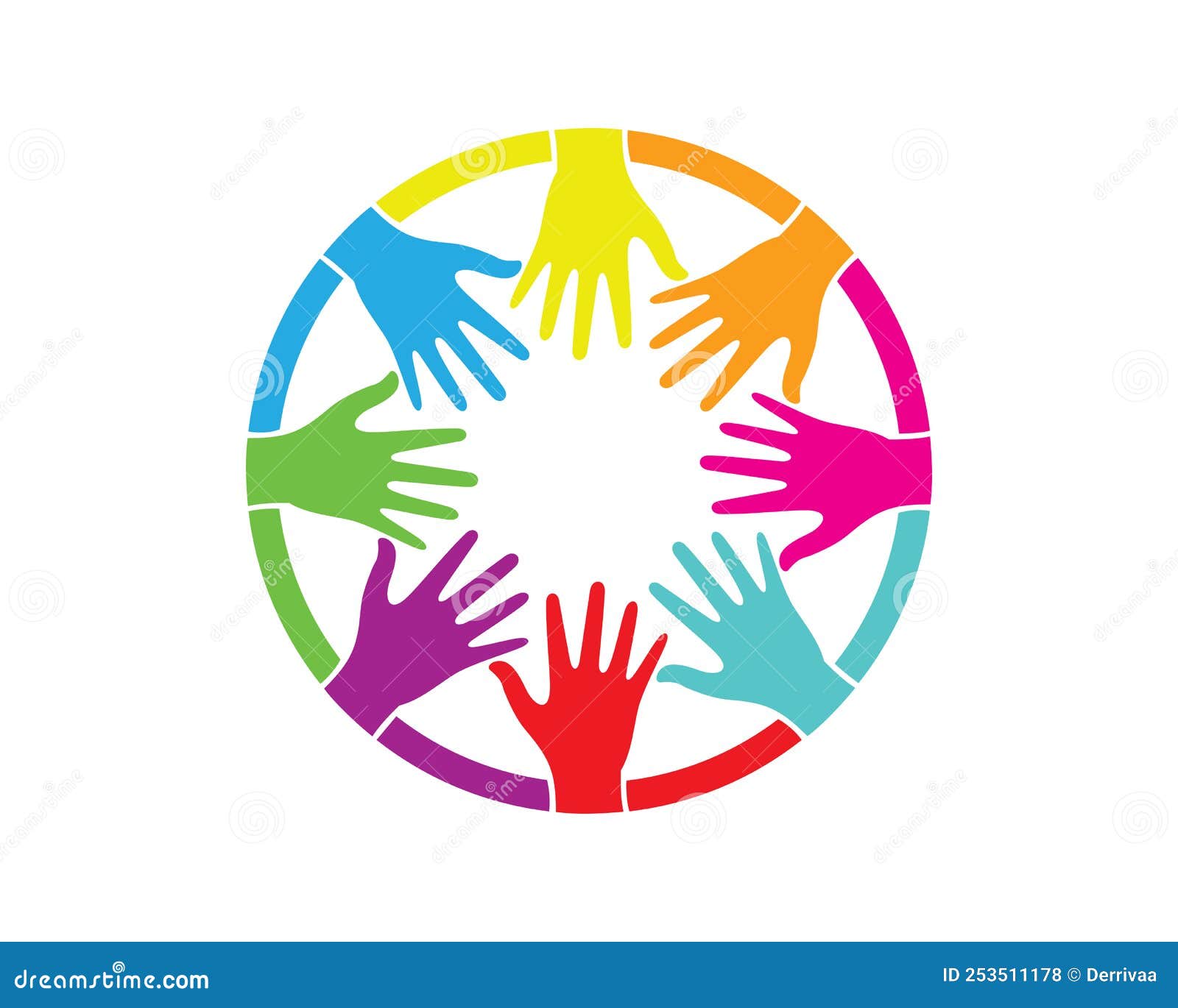 Group of Hands with Colorful Color Forming a Circle Shape Illustration ...