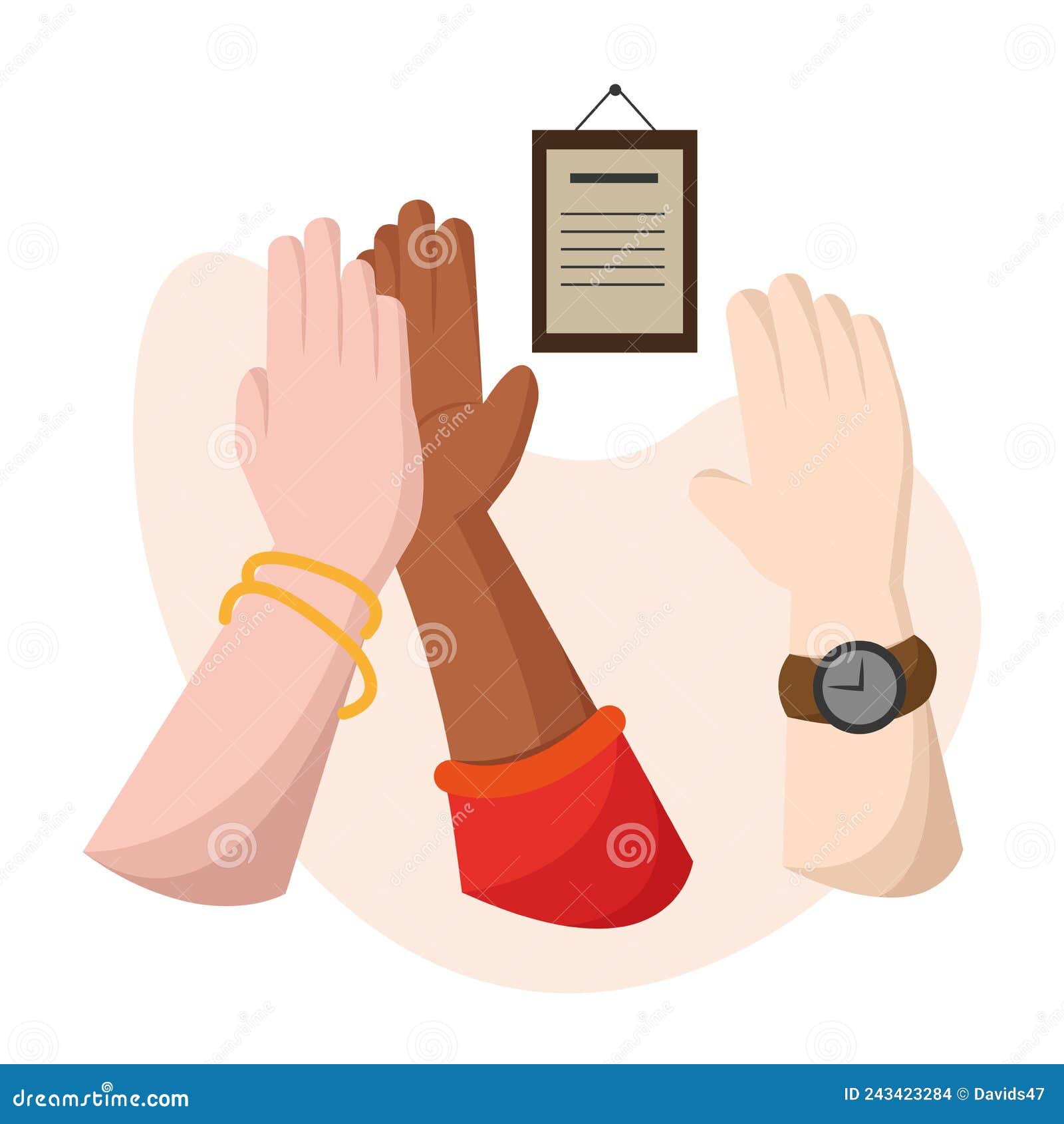 Group of Hands Doing a High Five Business Teamwork Concept Vector Stock ...