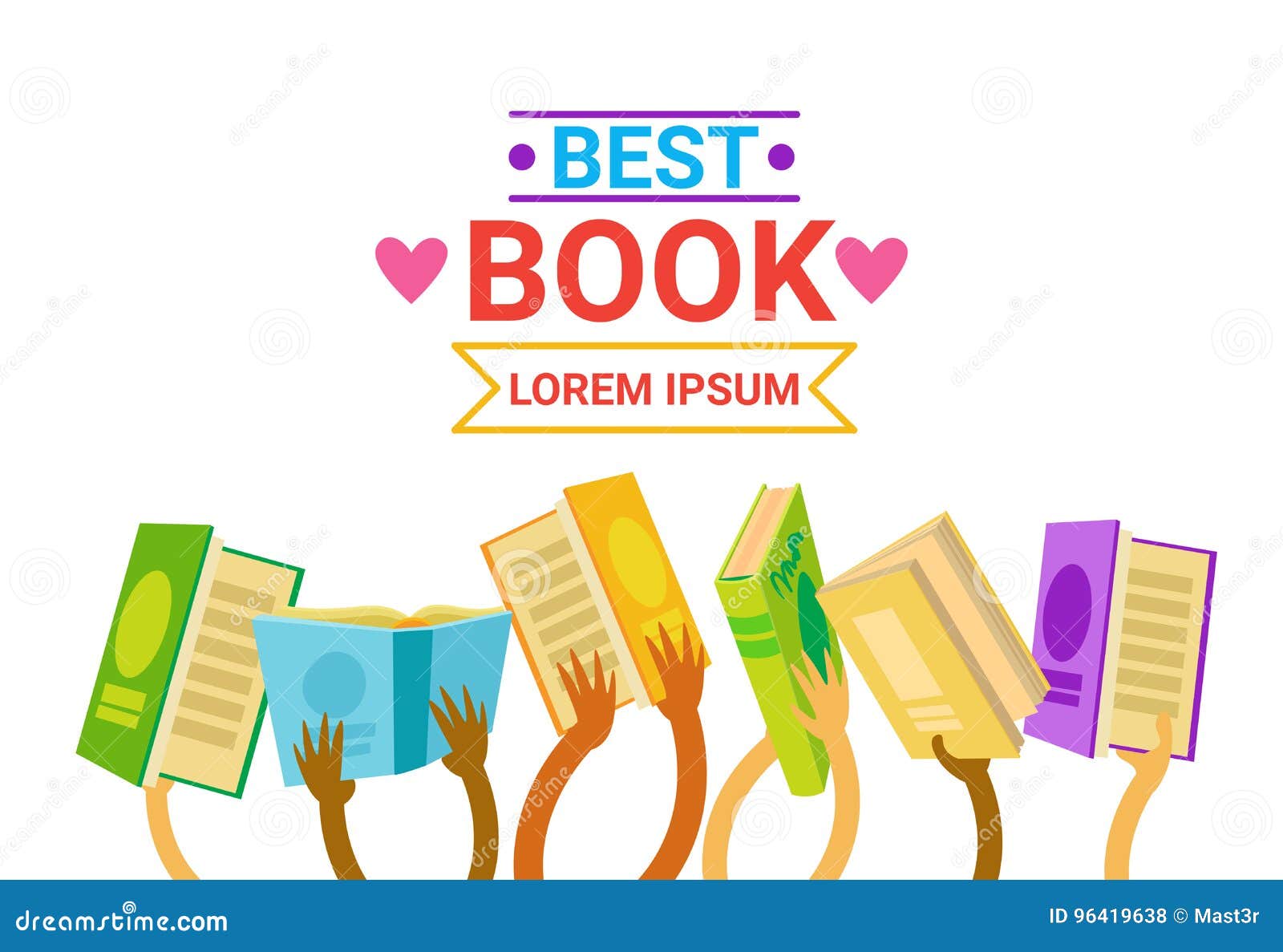 Group of Hands Holding Books Reading Banner Stock Vector - Illustration ...