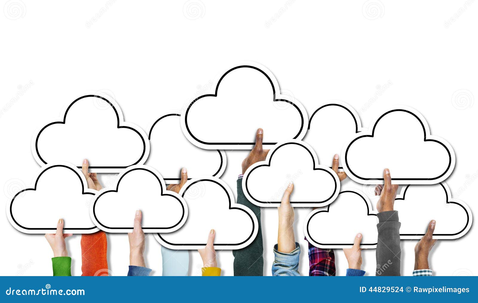 Group of Hands Holding Cloud Symbol Stock Photo - Image of casual ...