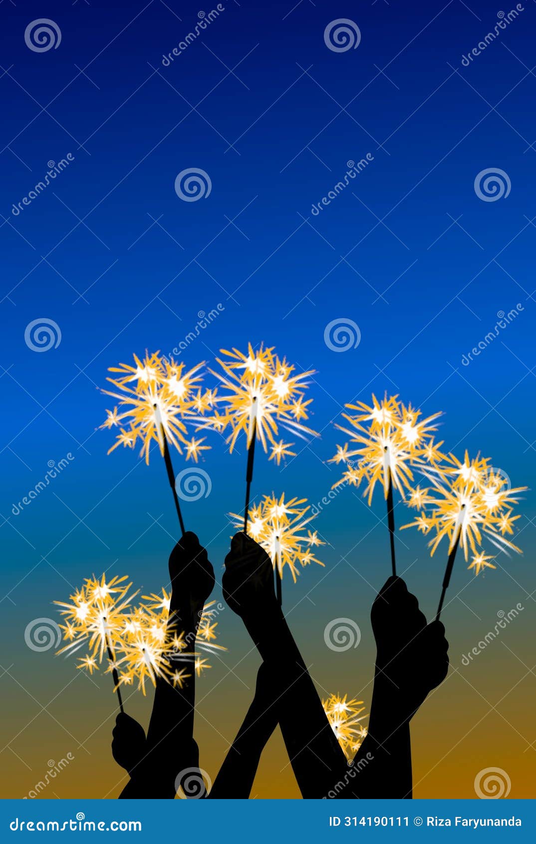 A Group of Hands Holding Fireworks Stock Illustration - Illustration of ...