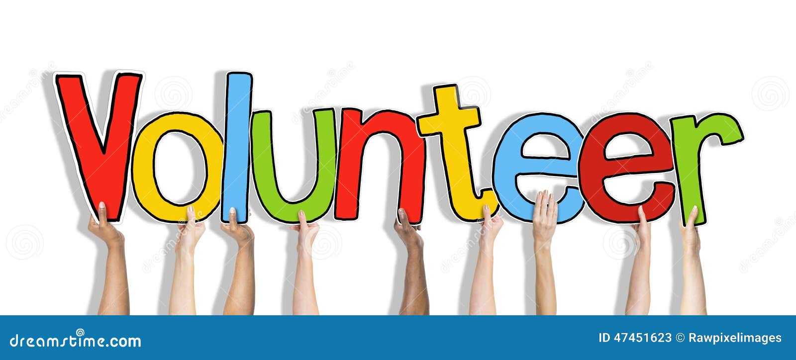 Group of Hands Holding Letter Volunteer Stock Image - Image of ideas ...